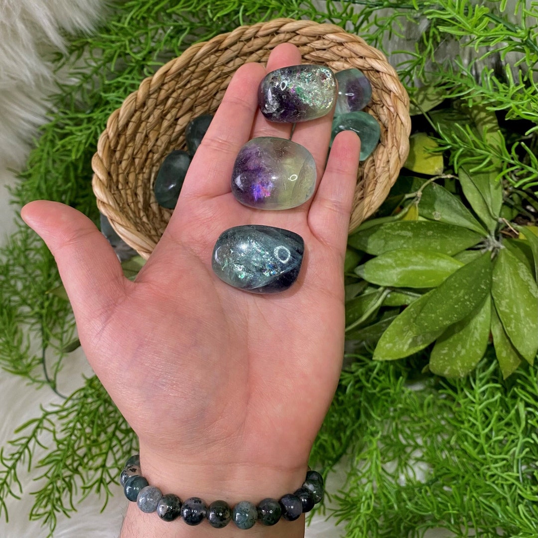 Rainbow Flourite Tumble Stone High Quality Green / Purple Flourite ...