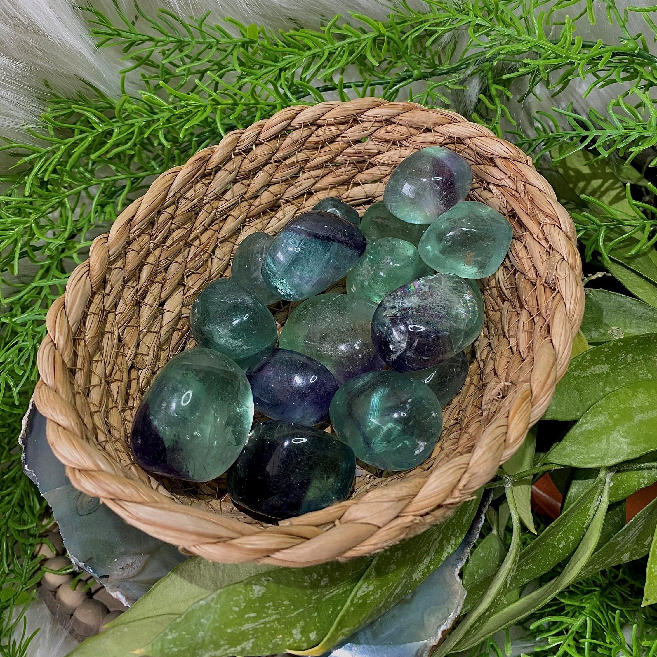 Rainbow Flourite Tumble Stone High Quality Green / Purple Flourite ...