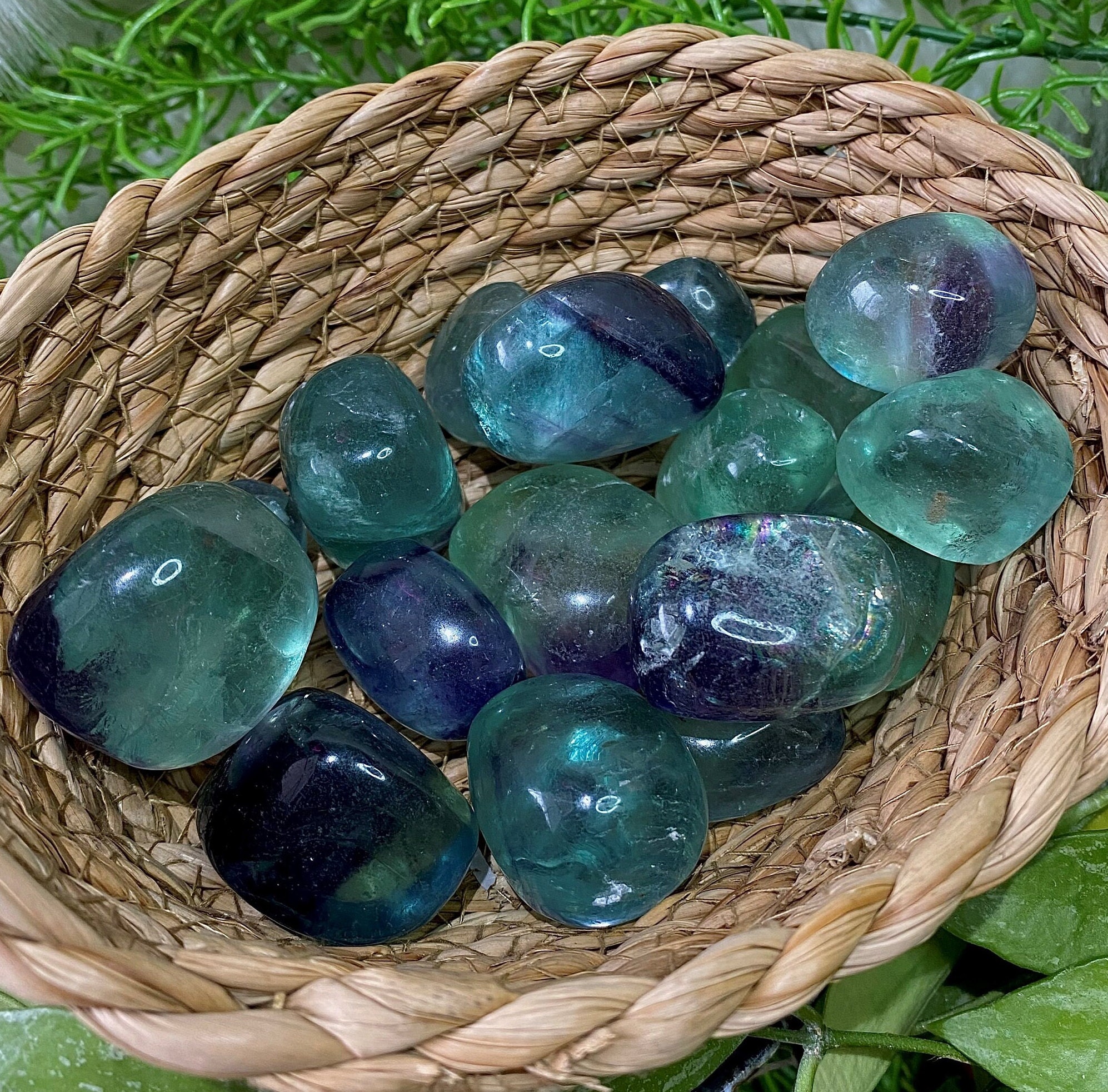 Rainbow Flourite Tumble Stone High Quality Green / Purple Flourite ...