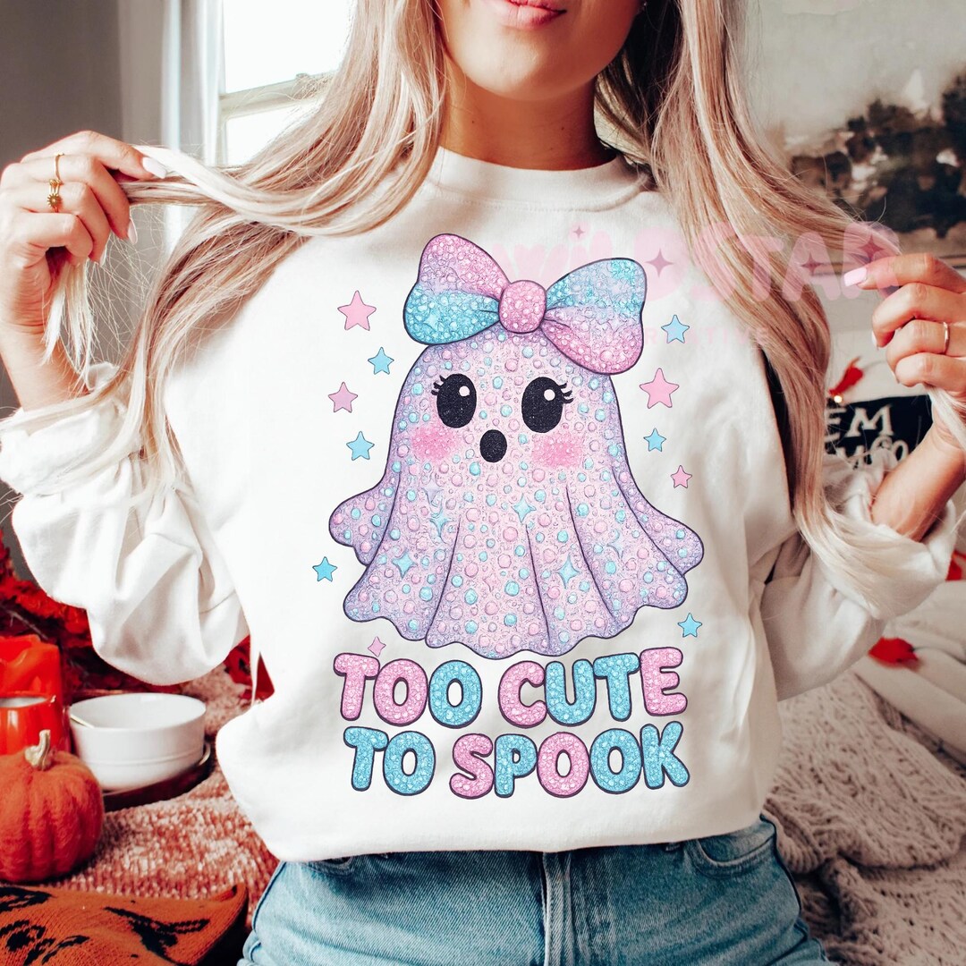 Retro Halloween Denim Ghost PNG: Patchwork Spooky Design (digital ...