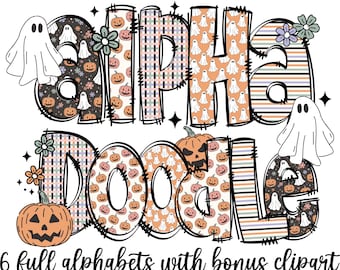 Halloween Doodle Letters With Clip Art PNG Files, Make Your Own Name ...