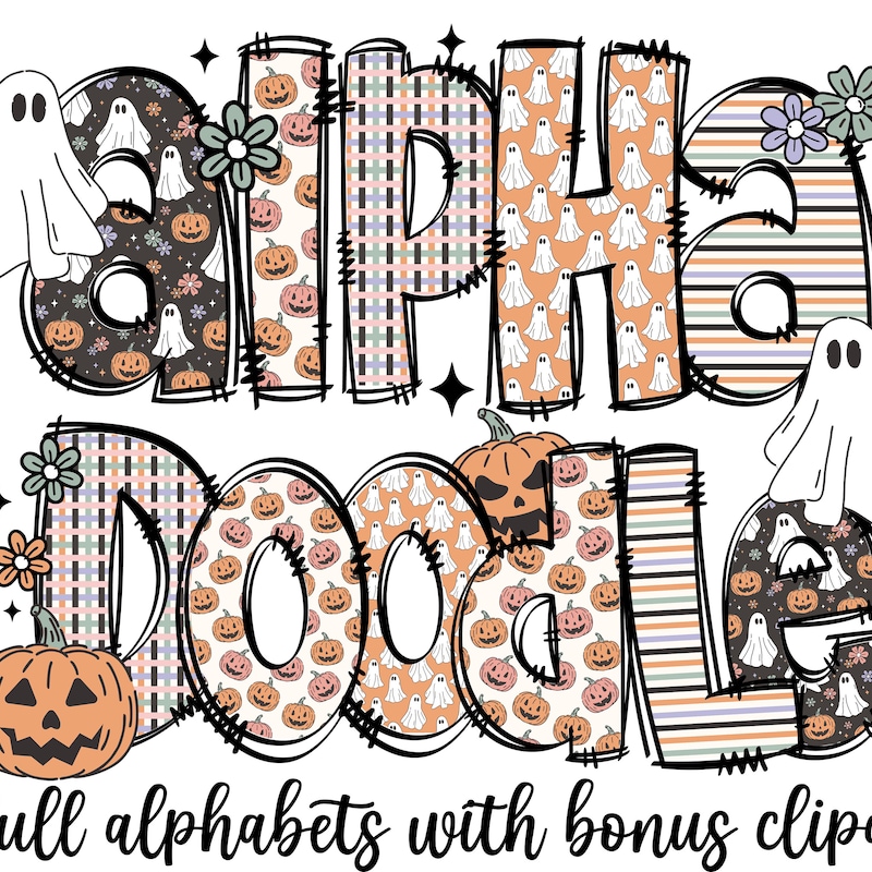 Halloween Doodle Alphabet - Etsy