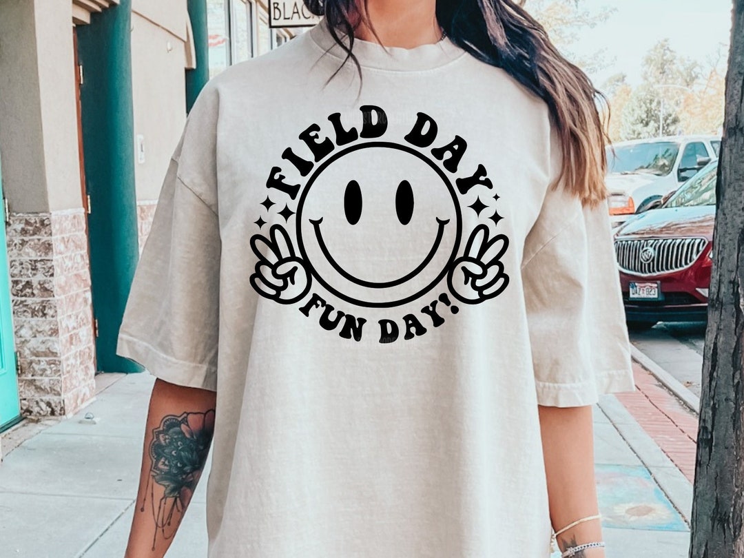 Retro Field Day Smiley Face SVG PNG: Teacher Shirt Design (digital ...