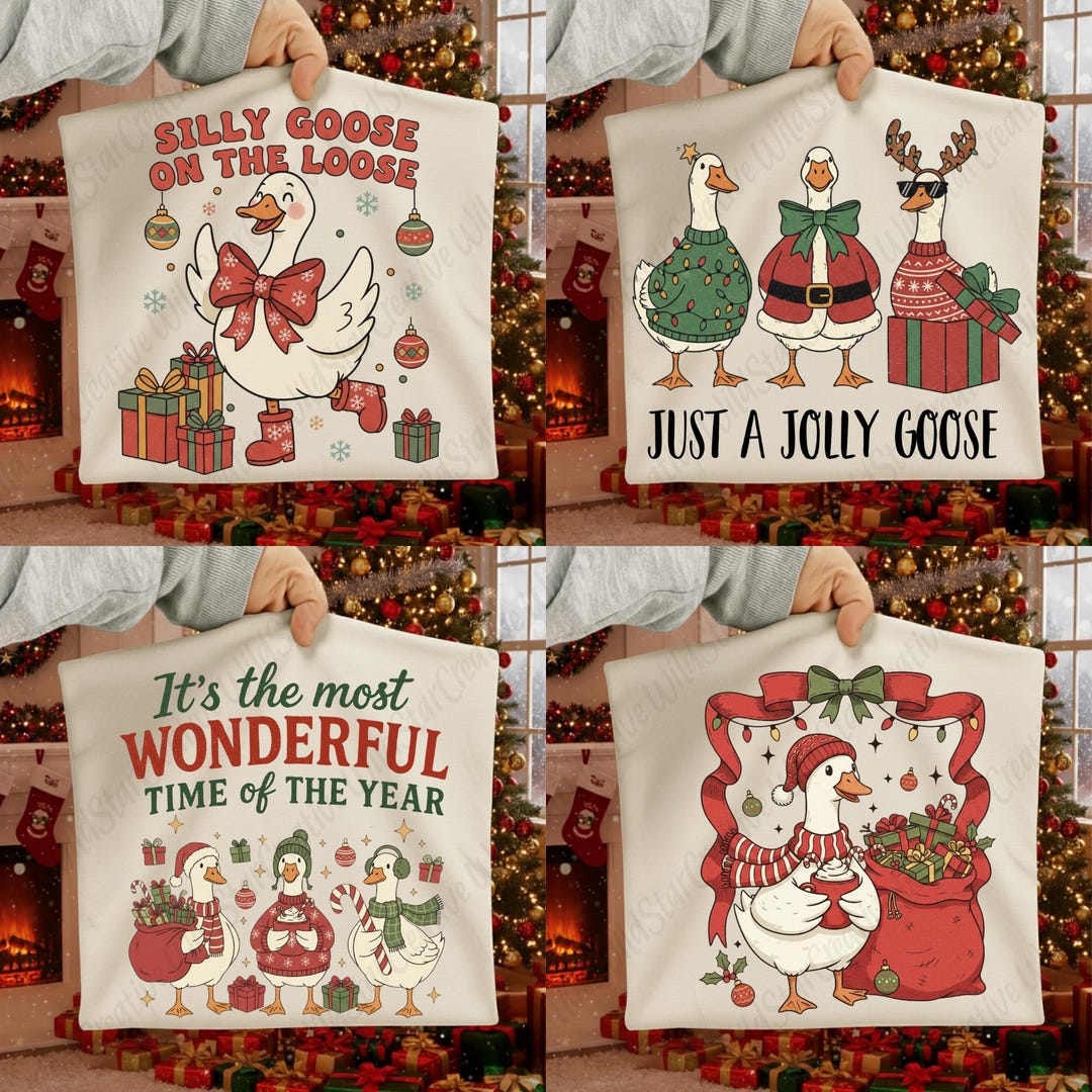 Cute Christmas Goose Bundle | Vintage Holiday Goose With Cocoa Mug ...