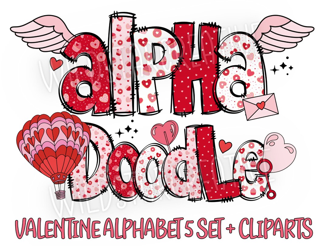 Valentine's Day Doodle Alphabet PNG Bundle (digital Download) - Etsy