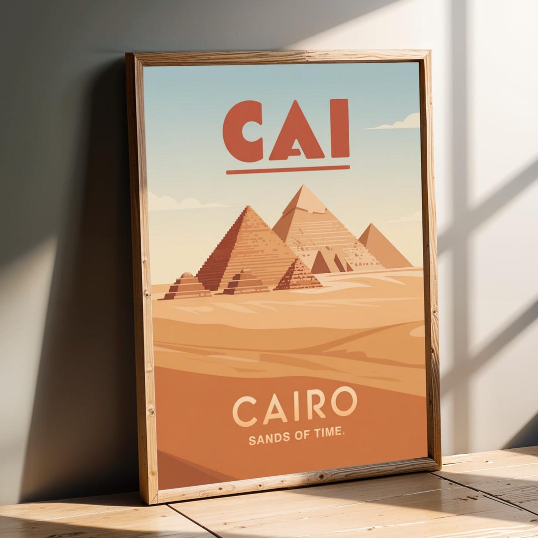 Egyptian Pyramids Poster – Sand and Desert Orange Art Print ...