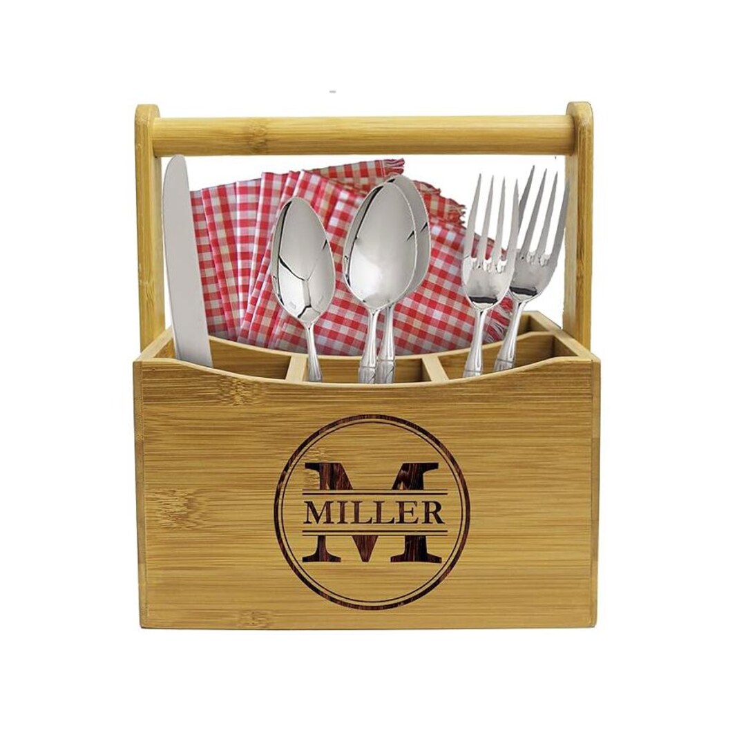 Kitchen Utensil Holder, Silverware Caddy, Picnic Caddy, Personalized ...