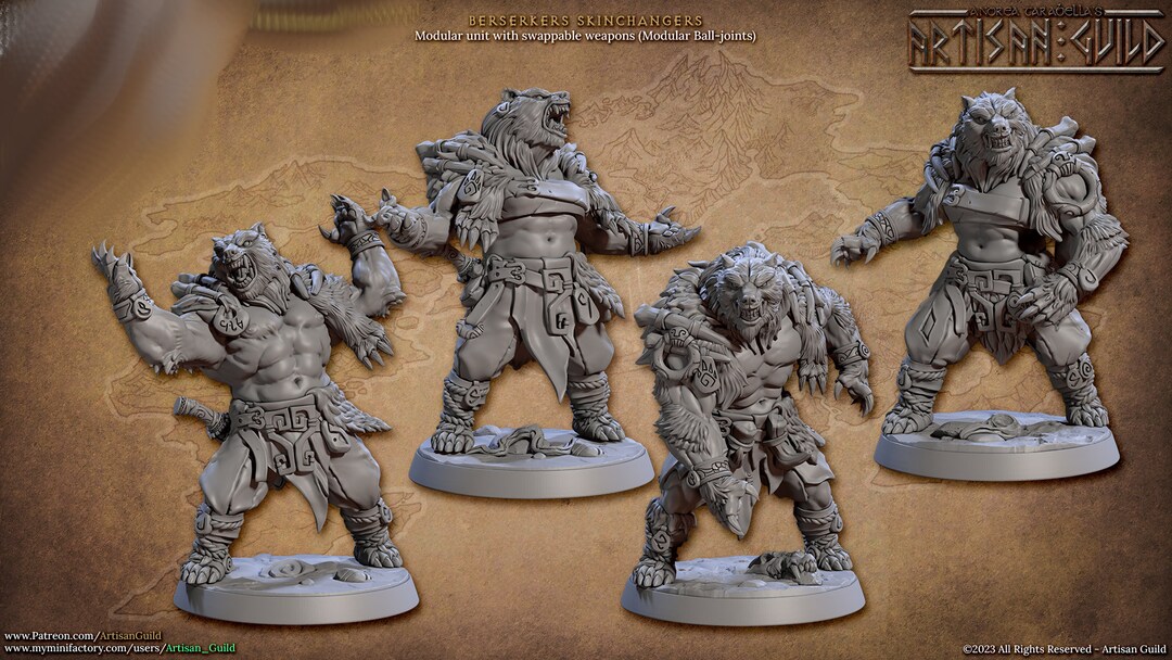 Dnd Northmen Skinchanger Mini | Wargaming Norse Bearman Miniature ...