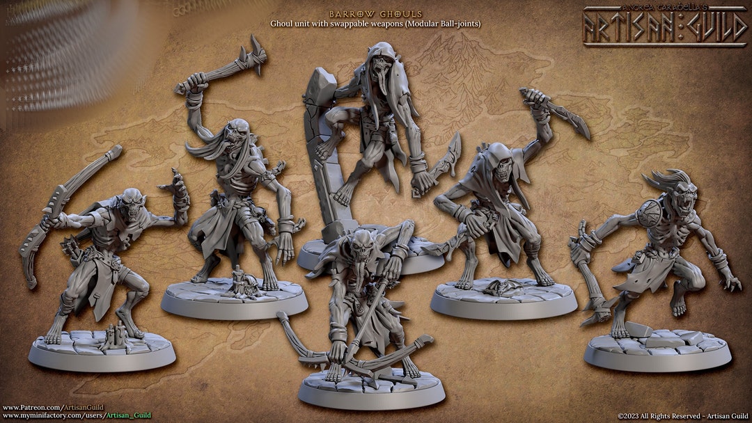 Dnd Undead Mini Wargaming Barrow Ghoul Miniature Player Character Token ...