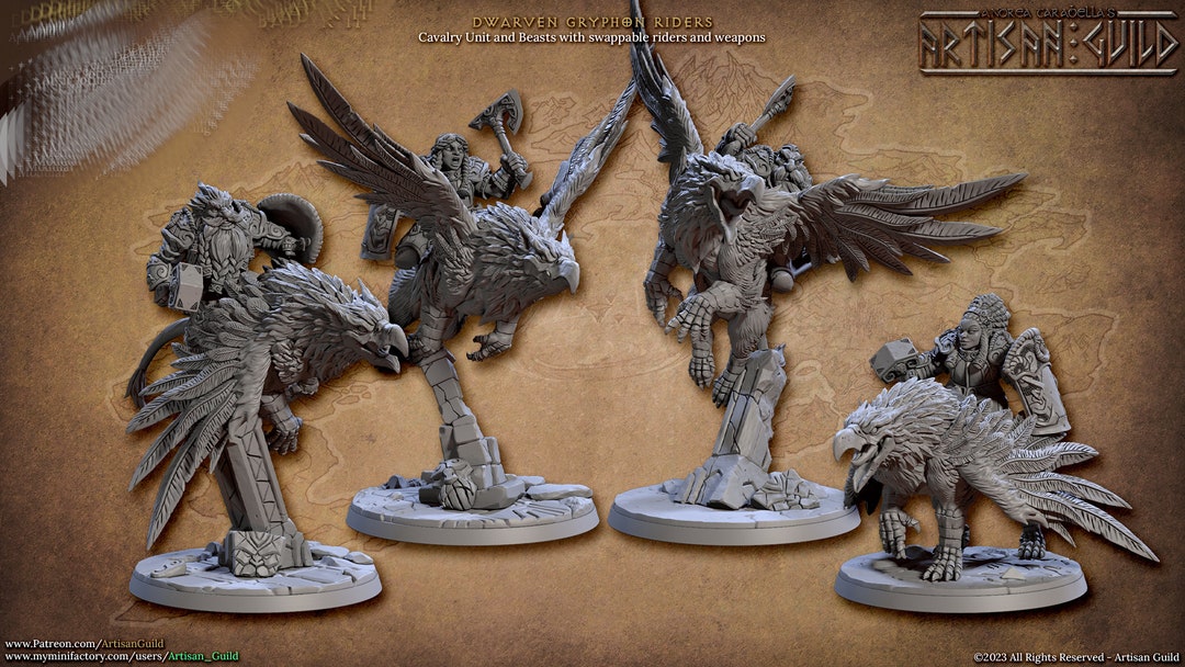Dnd Dwarf Cavalry Mini Wargaming Gryphon Mount Miniature - Etsy