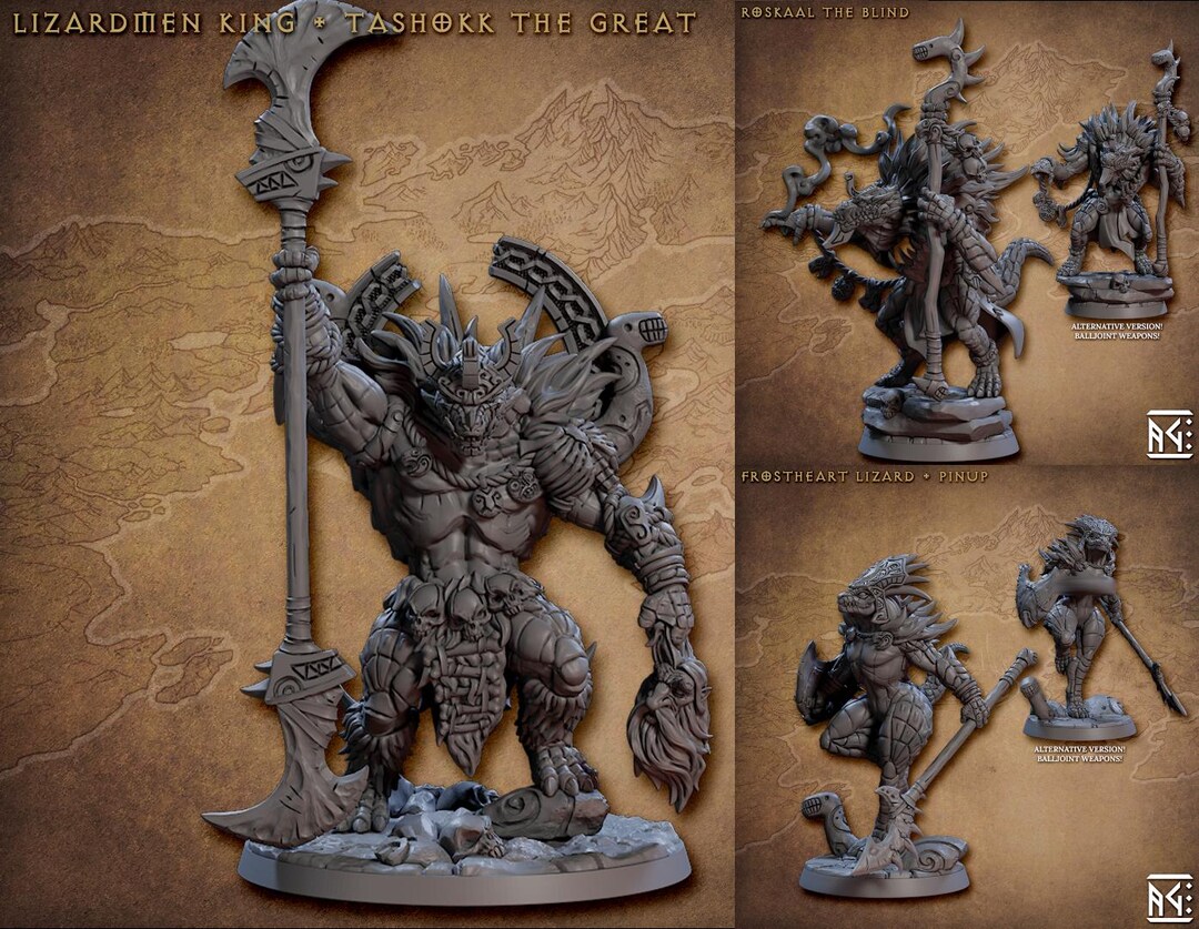 Dnd Lizardmen Hero Mini | Wargaming Lizardman Miniature | Player ...