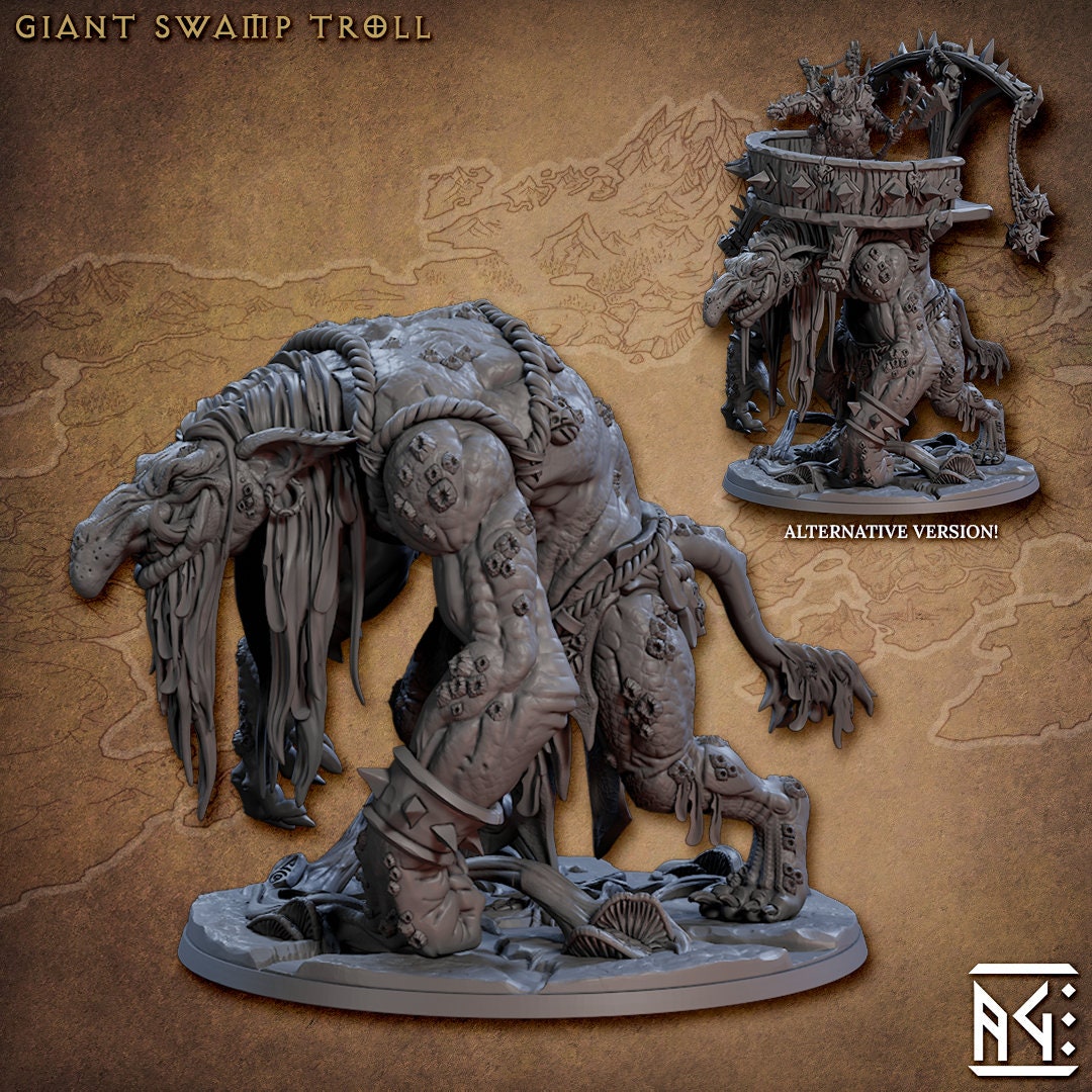 Dnd Giant Swamp Troll Epic Boss Mini Wargaming Goblin Miniature ...
