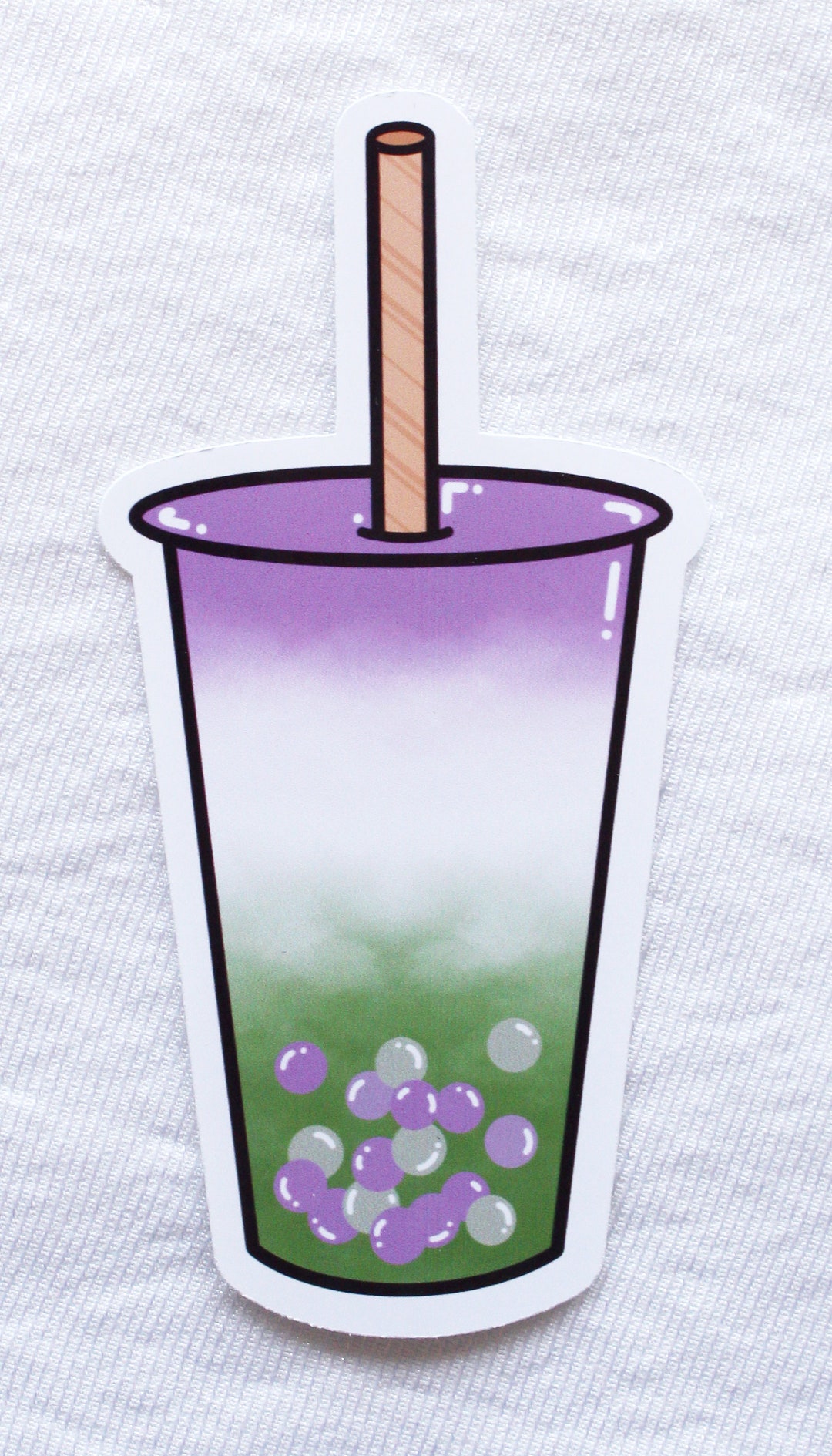 Genderqueer Pride Flag Bubble Tea Boba Sticker Waterproof Glossy Vinyl ...