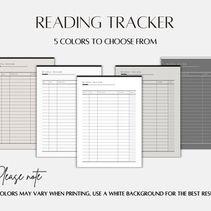 Reading Tracker Fillable and Printable PDF for Ipads, Instant Download ...