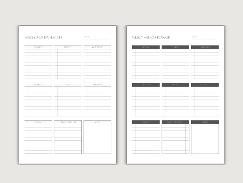 Minimal Weekly Agenda Planner, Printable and Fillable To-do List ...