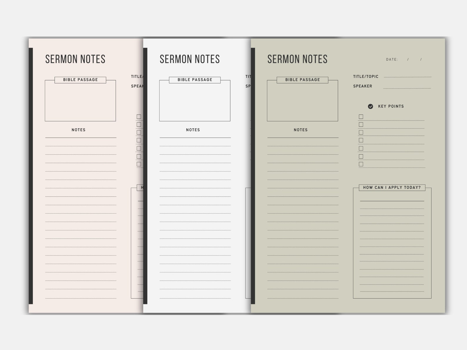 Sermon Notes - Fillable - Printable Bible Study Notes, 1 Page Digital ...
