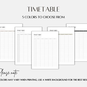 Timetable Planner Template Instant Download, Printable and Fillable ...