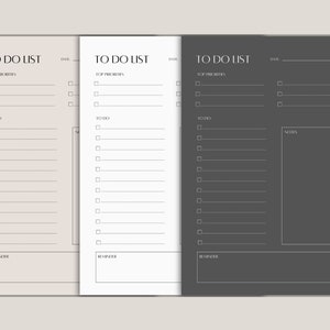 Minimalist To-do List, Printable & Fillable PDF, A4, A5, Letter, Daily ...