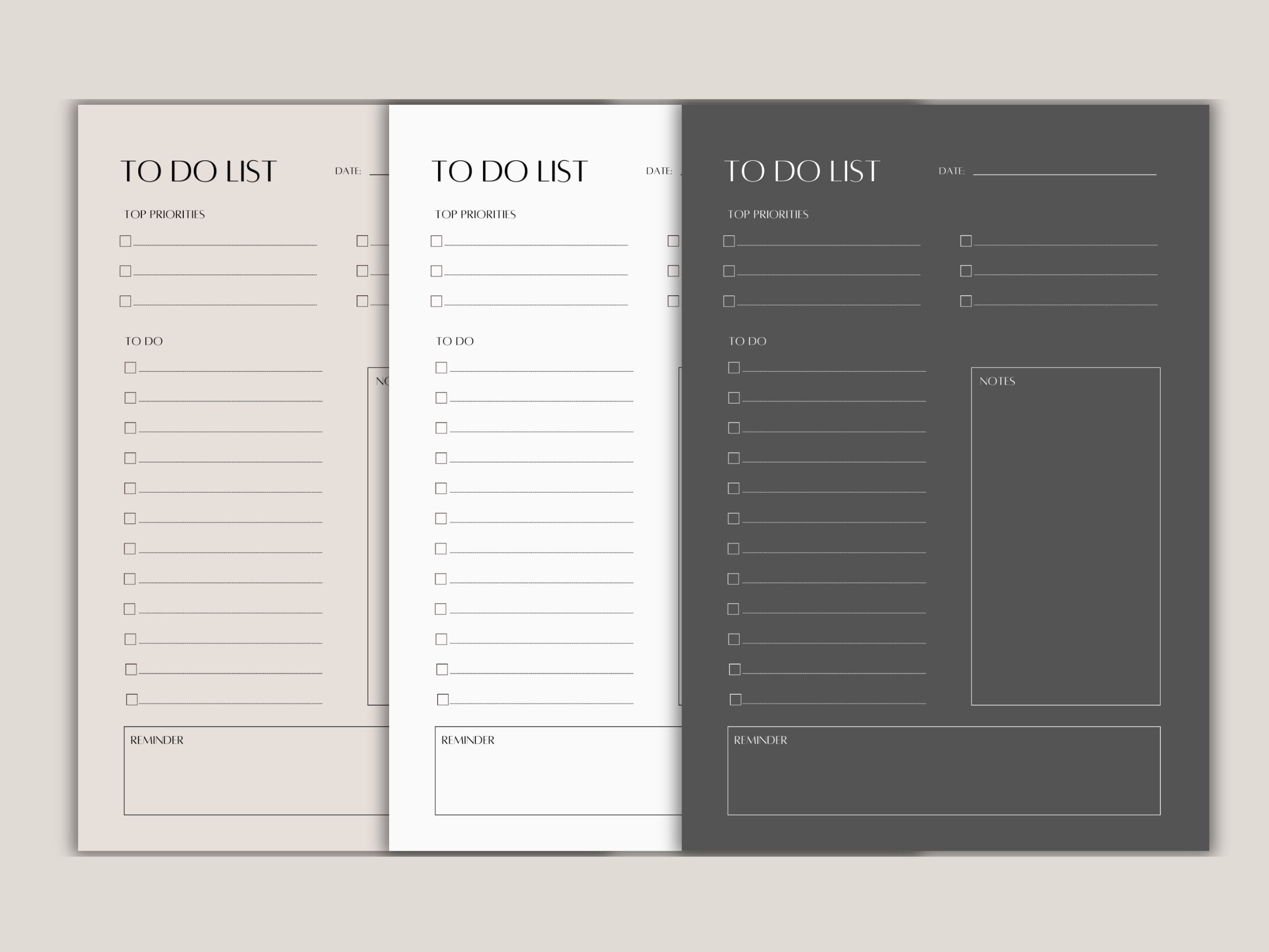 Minimalist To-do List, Printable & Fillable PDF, A4, A5, Letter, Daily ...