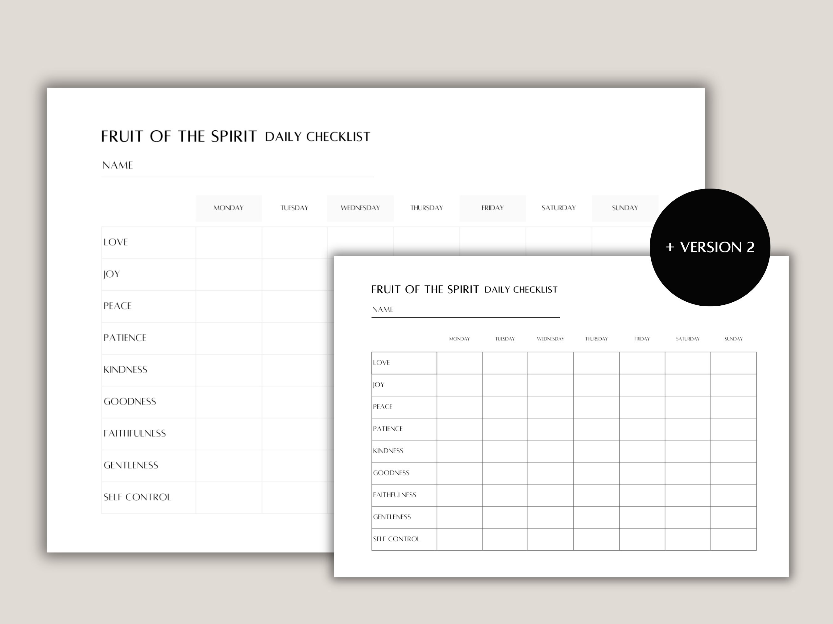 Fruit of the Spirit Daily Checklist Printable and Fillable PDF, Instant ...