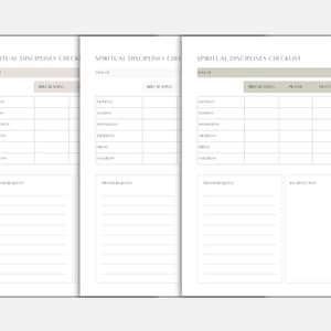 Spiritual Discipline Checklist Instant Download 1 Page Template ...