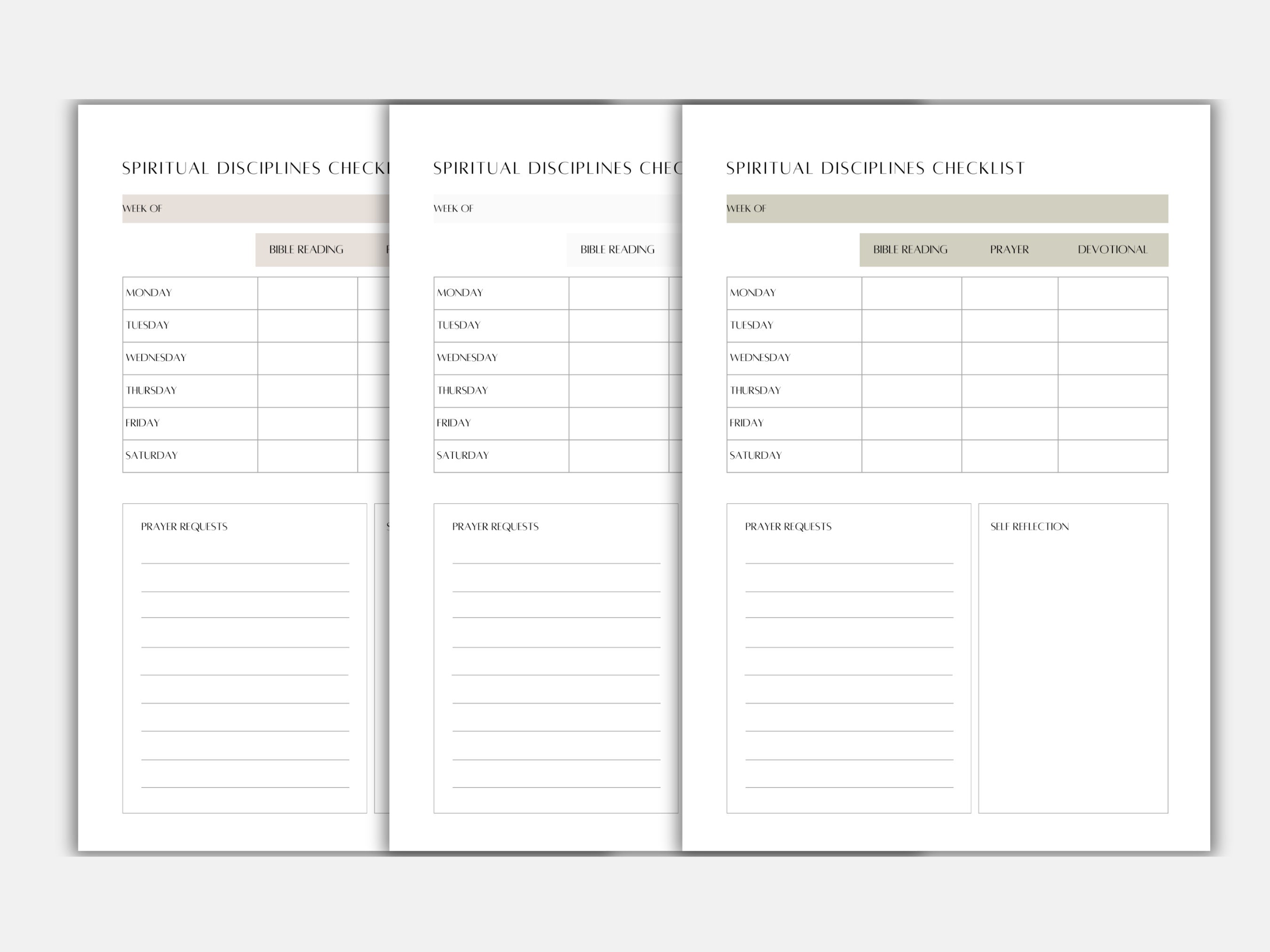Spiritual Discipline Checklist Instant Download 1 Page Template ...