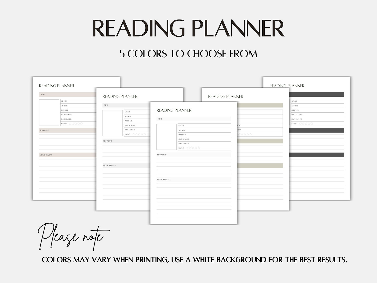 Reading Planner Template, Printable and Fillable Pdfs for IPAD, Instant ...