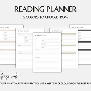 Reading Planner Template, Printable and Fillable Pdfs for IPAD, Instant ...