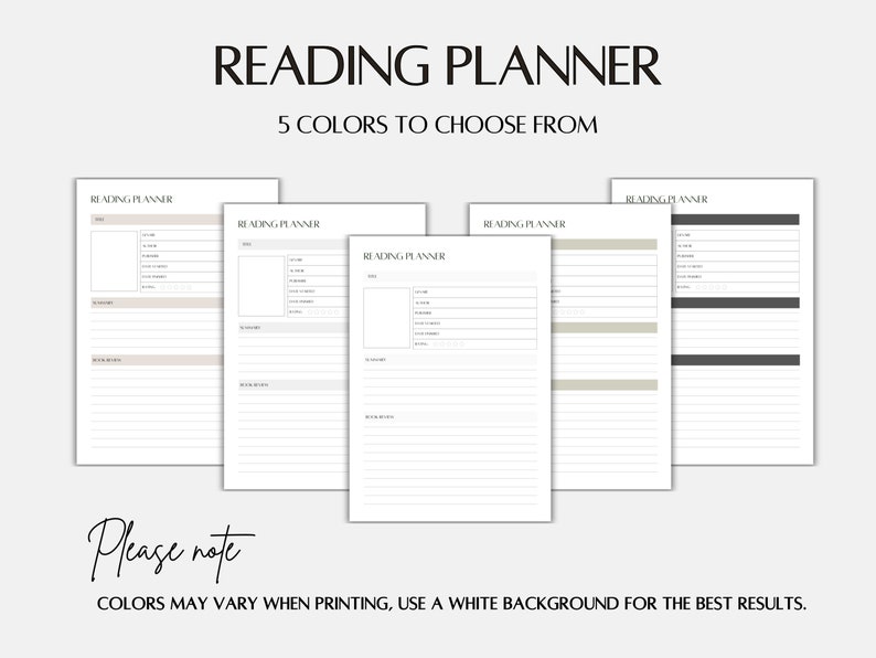 Reading Planner Template, Printable and Fillable Pdfs for IPAD, Instant ...