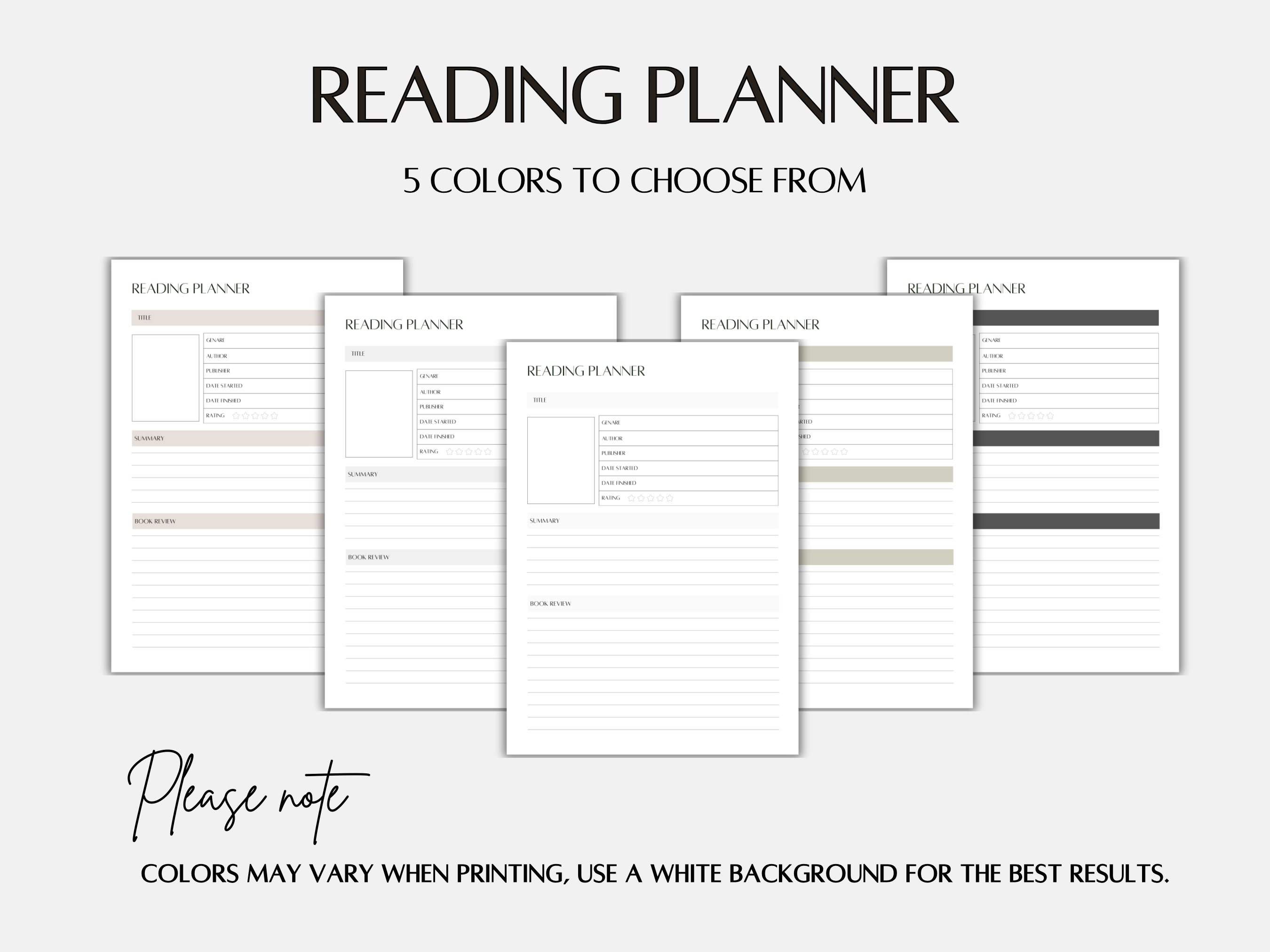Reading Planner Template, Printable and Fillable Pdfs for IPAD, Instant ...