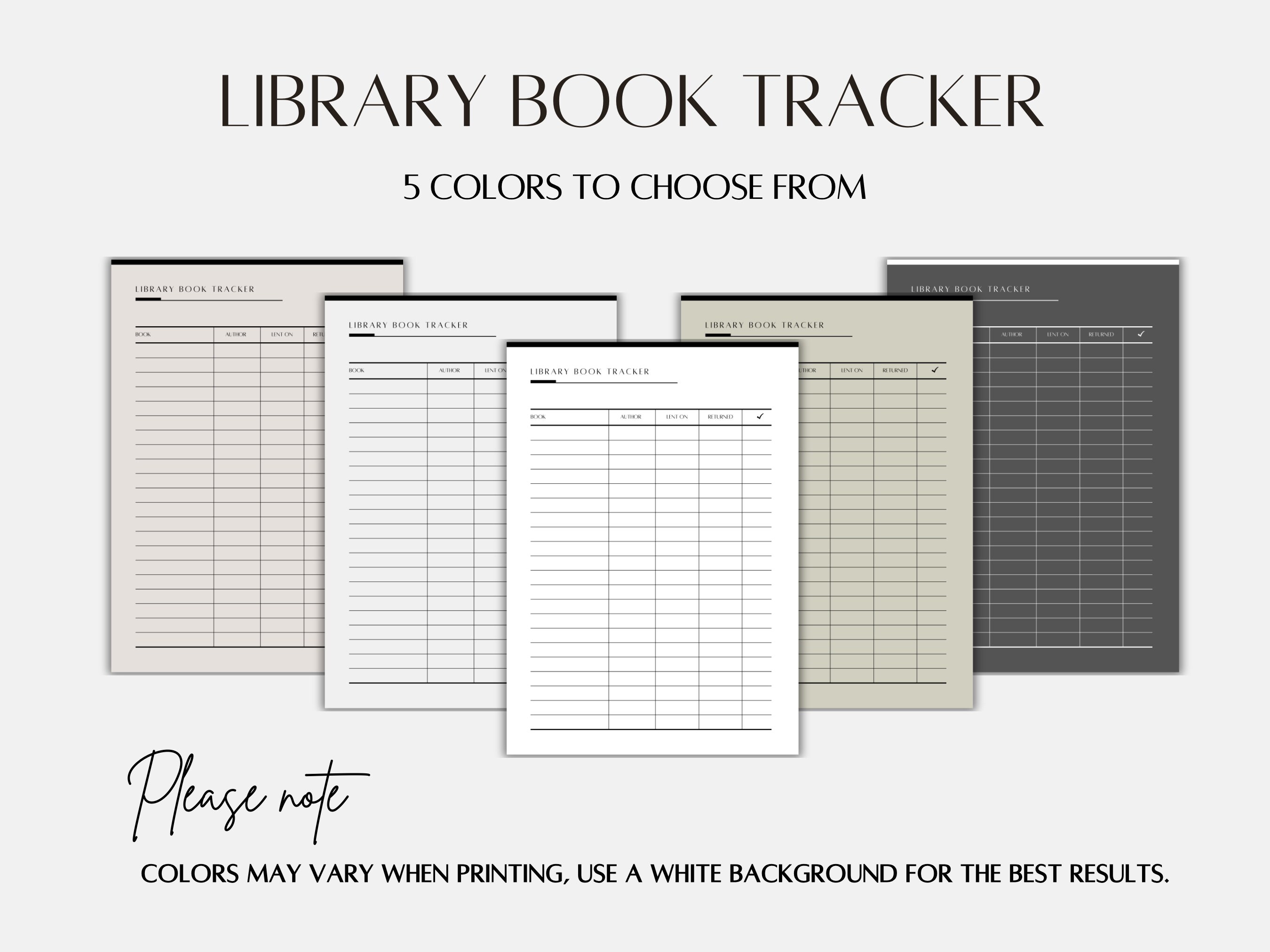 Library Book Tracker PDF, Fillable & Printable 1 Page Template for IPAD ...