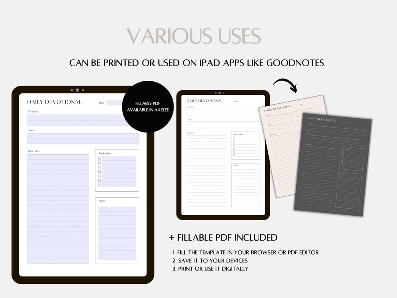Daily Devotional | Fillable | Printable Bible Daily Devotional PDF in ...