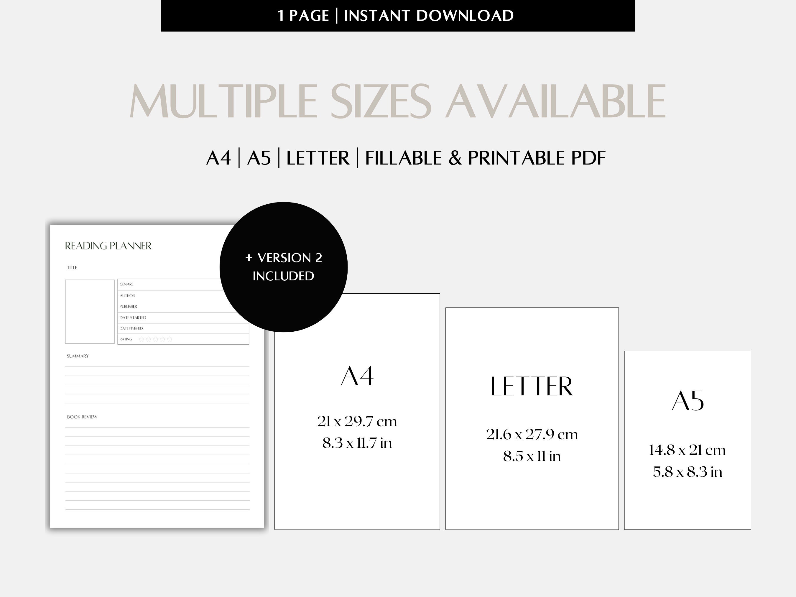Reading Planner Template, Printable and Fillable Pdfs for IPAD, Instant ...