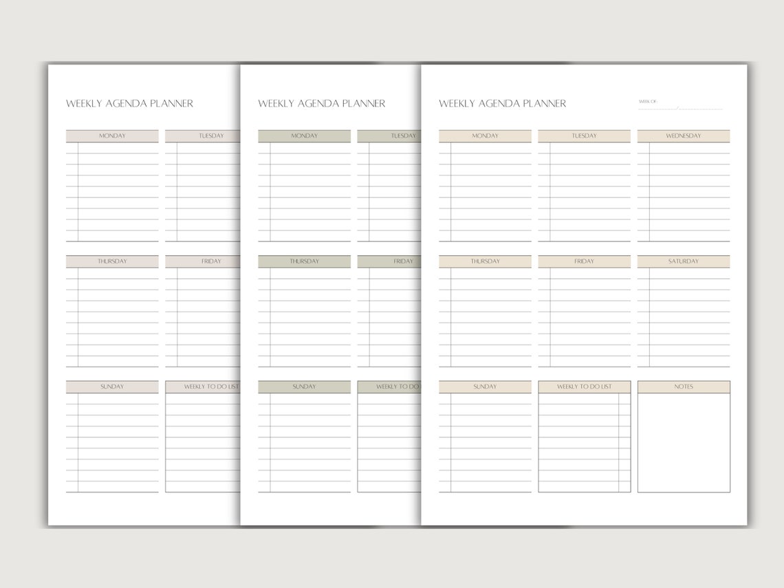 Minimal Weekly Agenda Planner, Printable and Fillable To-do List ...