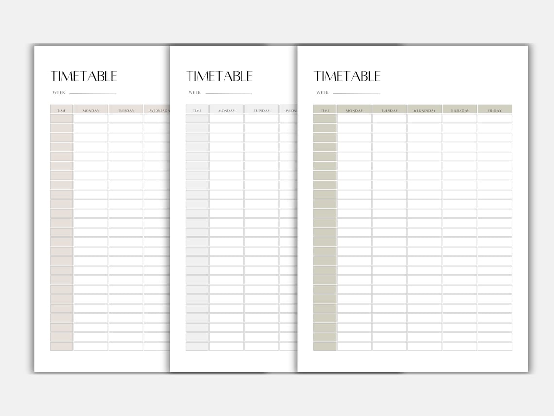 Timetable Planner Template Instant Download, Printable and Fillable ...