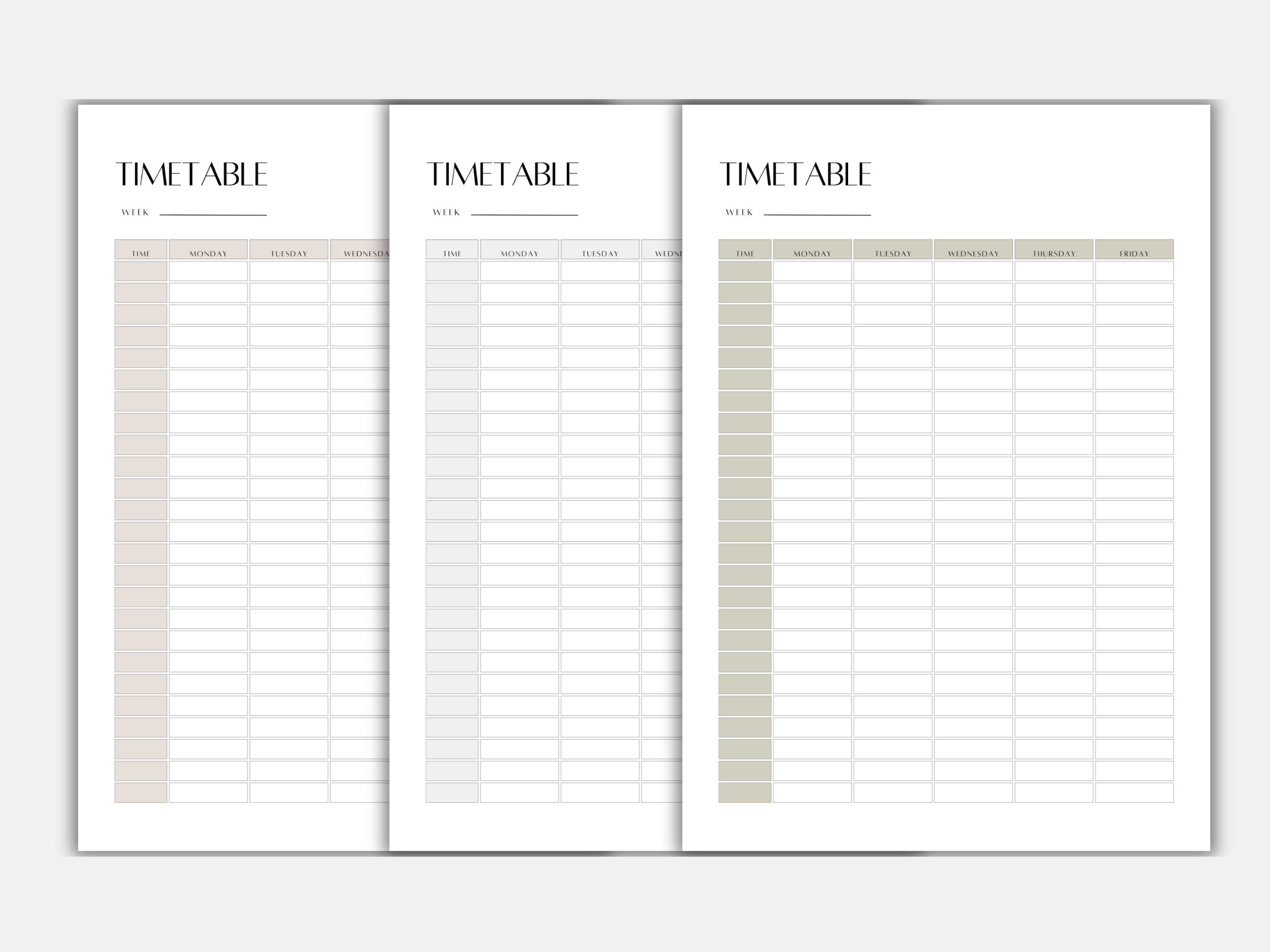 Timetable Planner Template Instant Download, Printable and Fillable ...