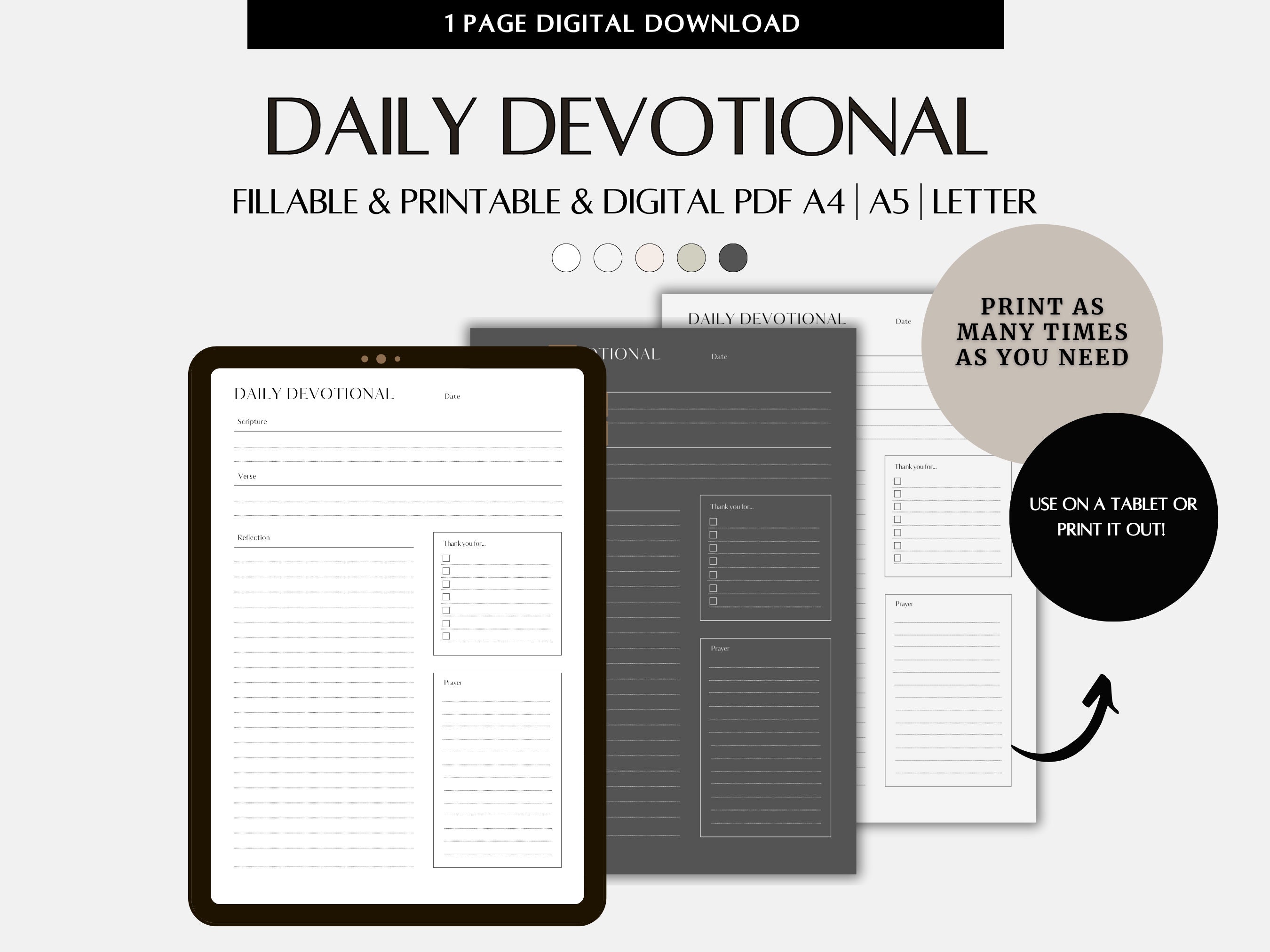 Daily Devotional | Fillable | Printable Bible Daily Devotional PDF in ...