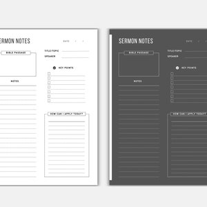 Sermon Notes - Fillable - Printable Bible Study Notes, 1 Page Digital ...