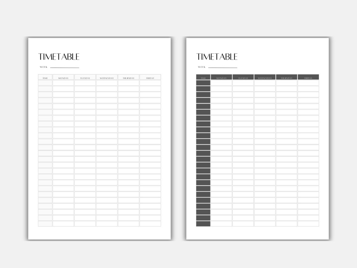 Timetable Planner Template Instant Download, Printable and Fillable ...