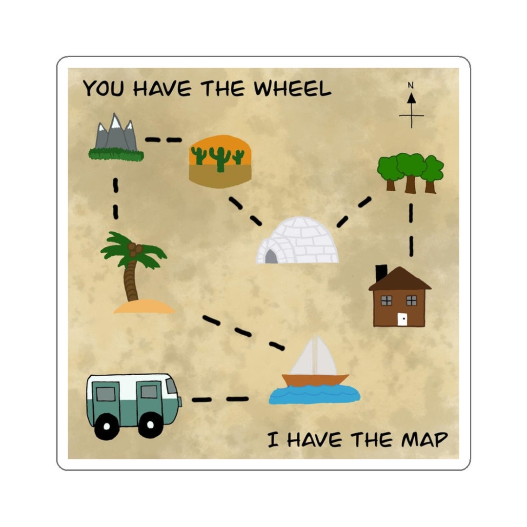 Adventure Map Stickers, Travel, Road Map, Adventure, Car Ride Adventure ...