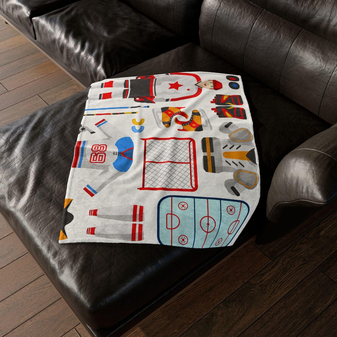 Hockey Cozy Blanket for Ice Sports Lovers, Soft Polyester Throw for ...