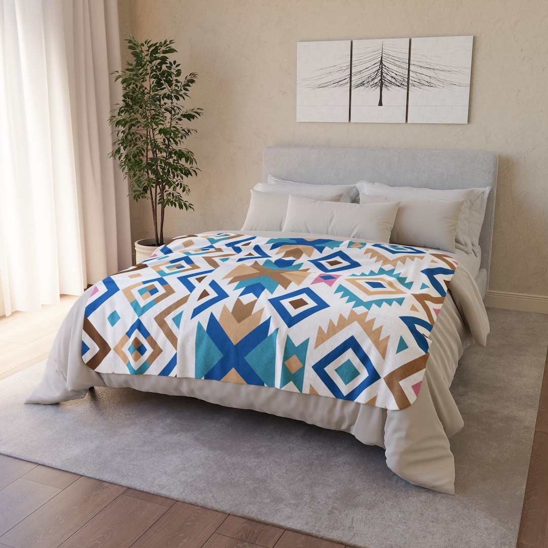 Serape Native Weave Fleece Sherpa Blanket - Etsy
