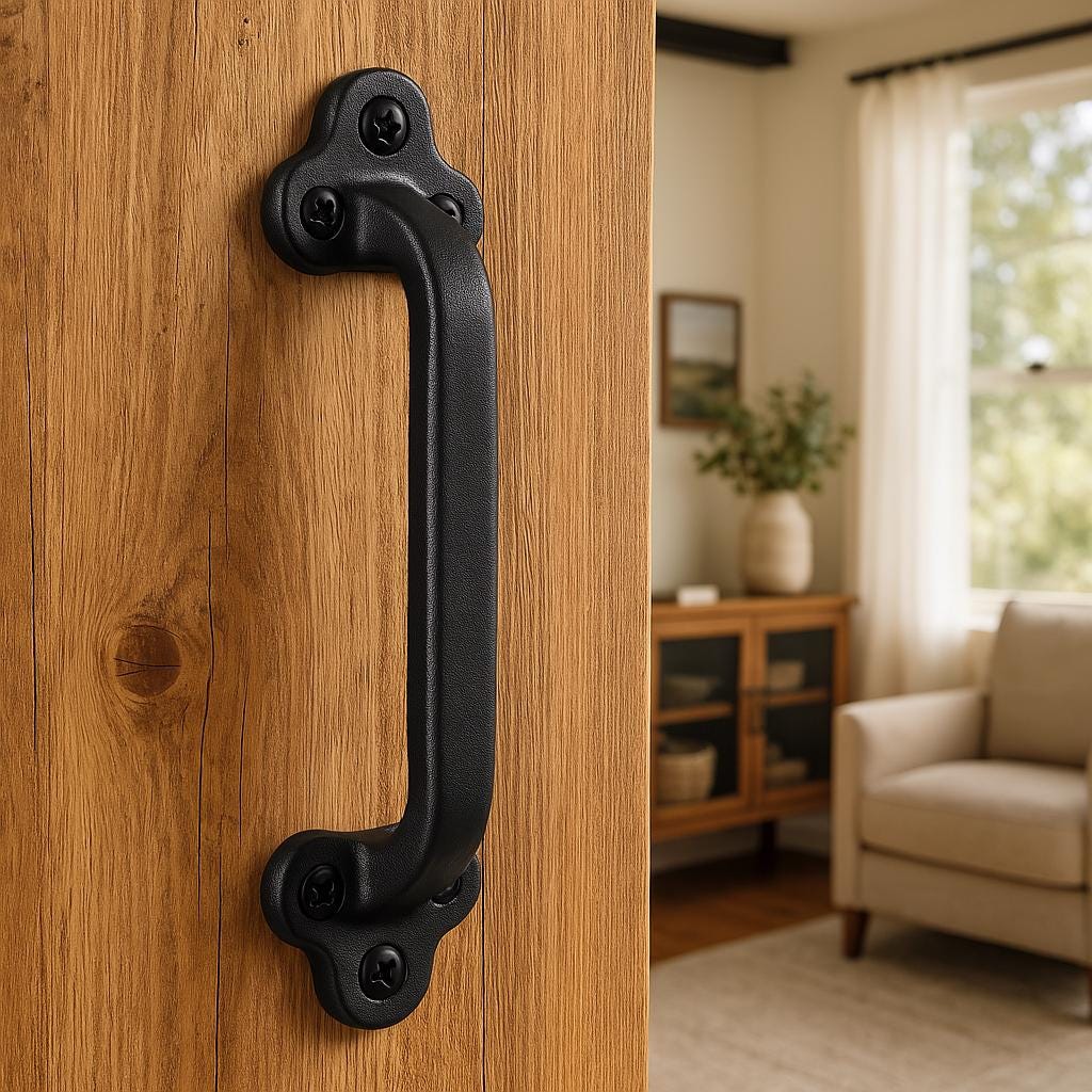 9 Inch Heavy Duty Cast Iron Barn Door Handle – Rustic Farmhouse Pull ...