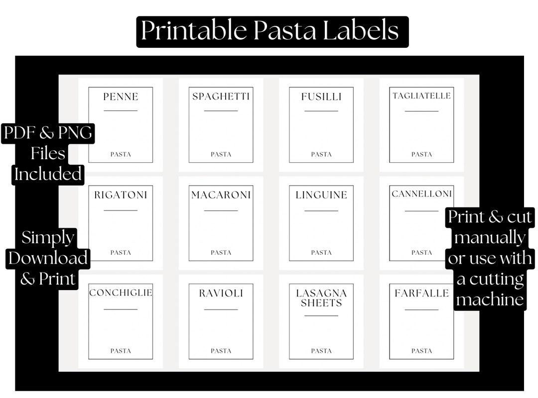Printable Pasta Labels - Etsy
