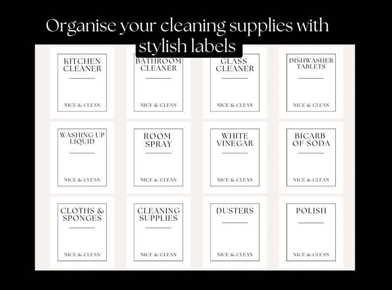 Printable Cleaning Labels - Etsy