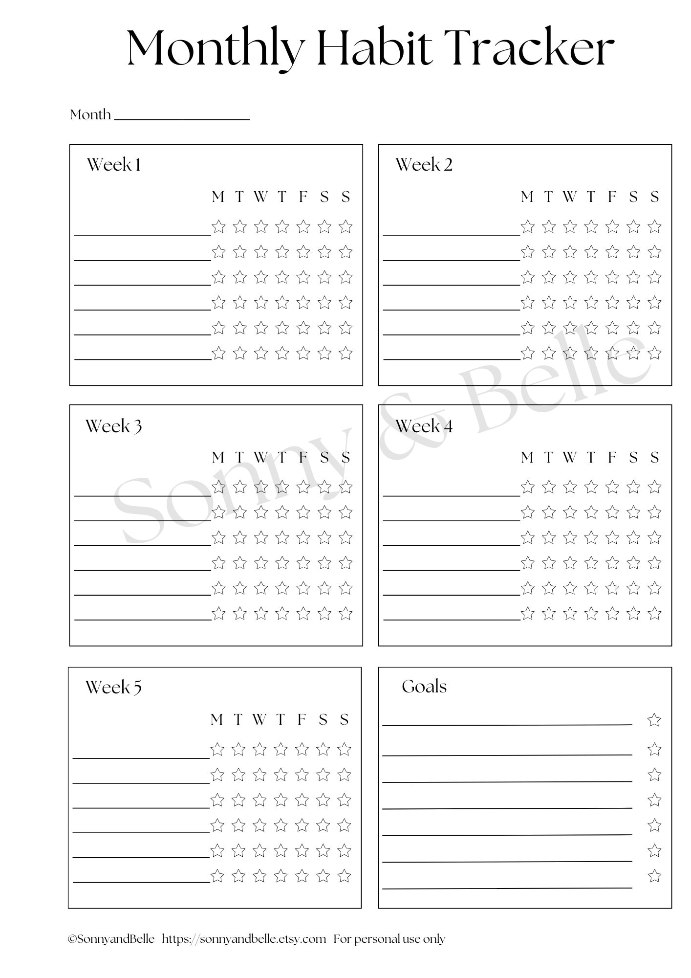 Printable Monthly Habit Tracker - Etsy