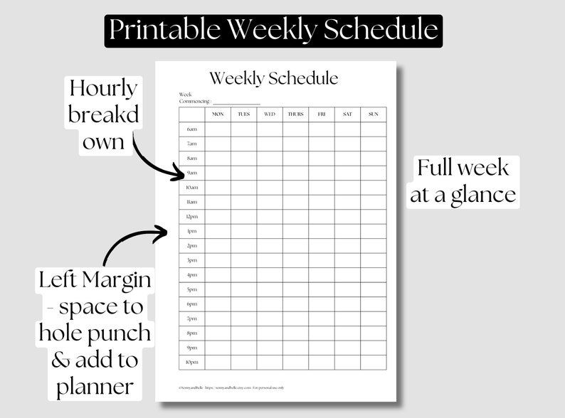 Printable Weekly Schedule - Daily Schedule - Etsy