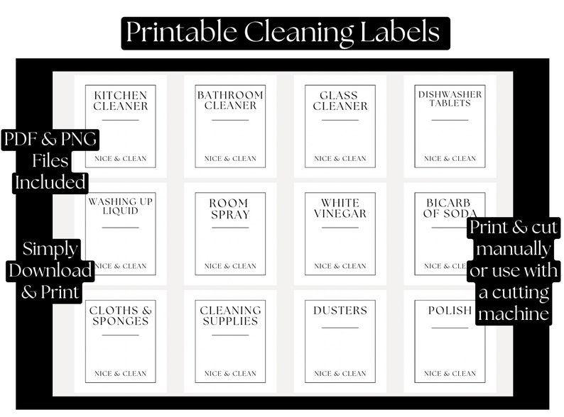 Printable Cleaning Labels - Etsy