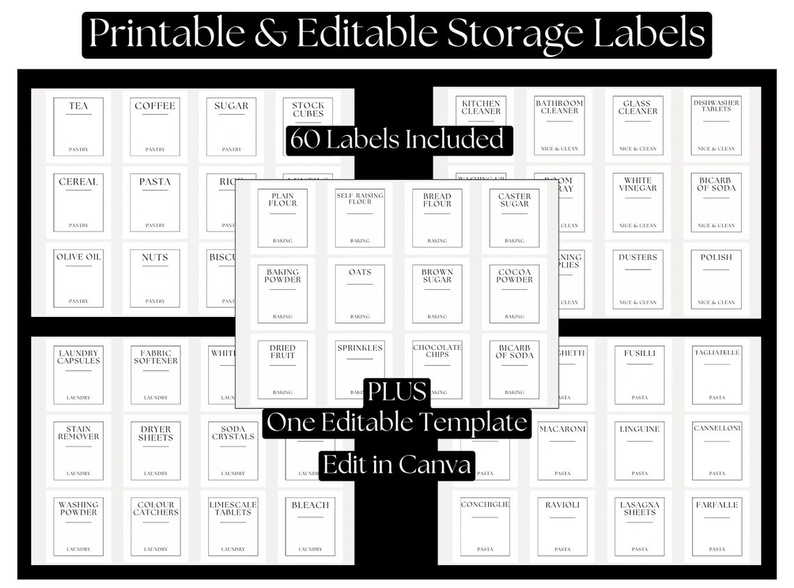 Editable Storage Jar Labels - Printable Pantry Labels - Etsy
