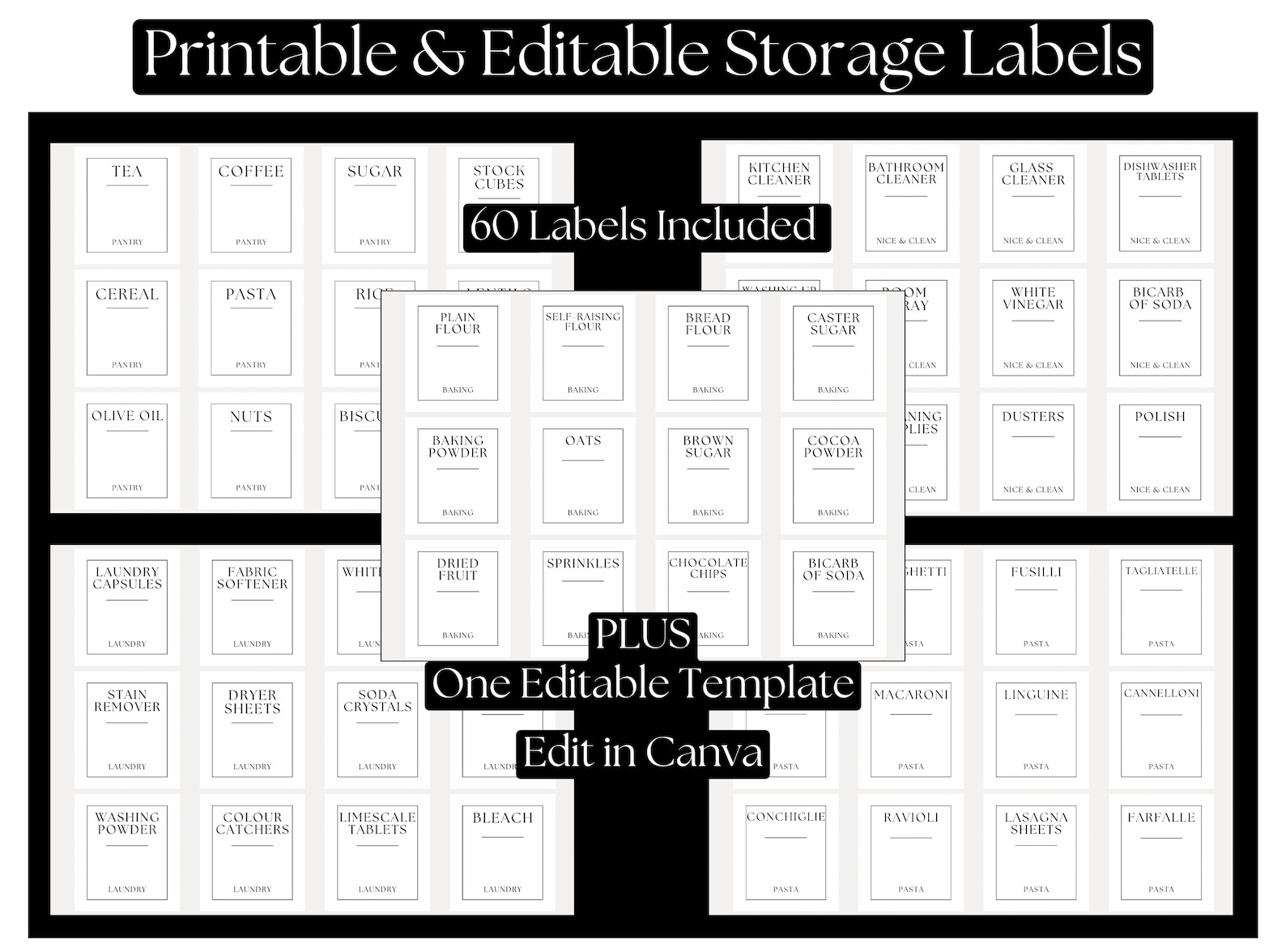 Editable Storage Jar Labels - Printable Pantry Labels - Etsy